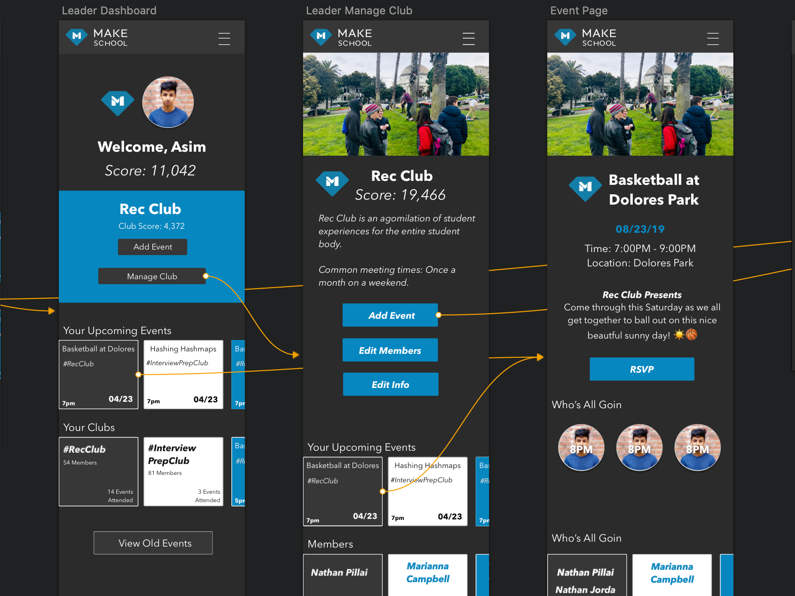 Clubs App Screens by Asim Zaidi on Dribbble