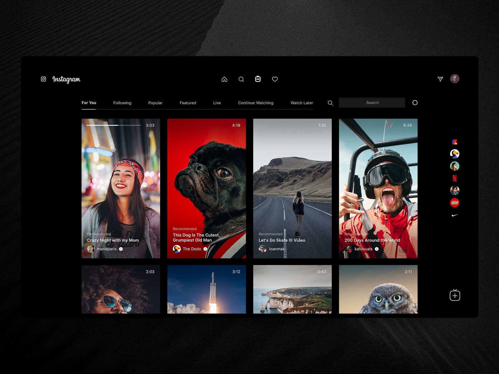 Instagram Desktop – IGTV 📺 by Jean Delbrel on Dribbble