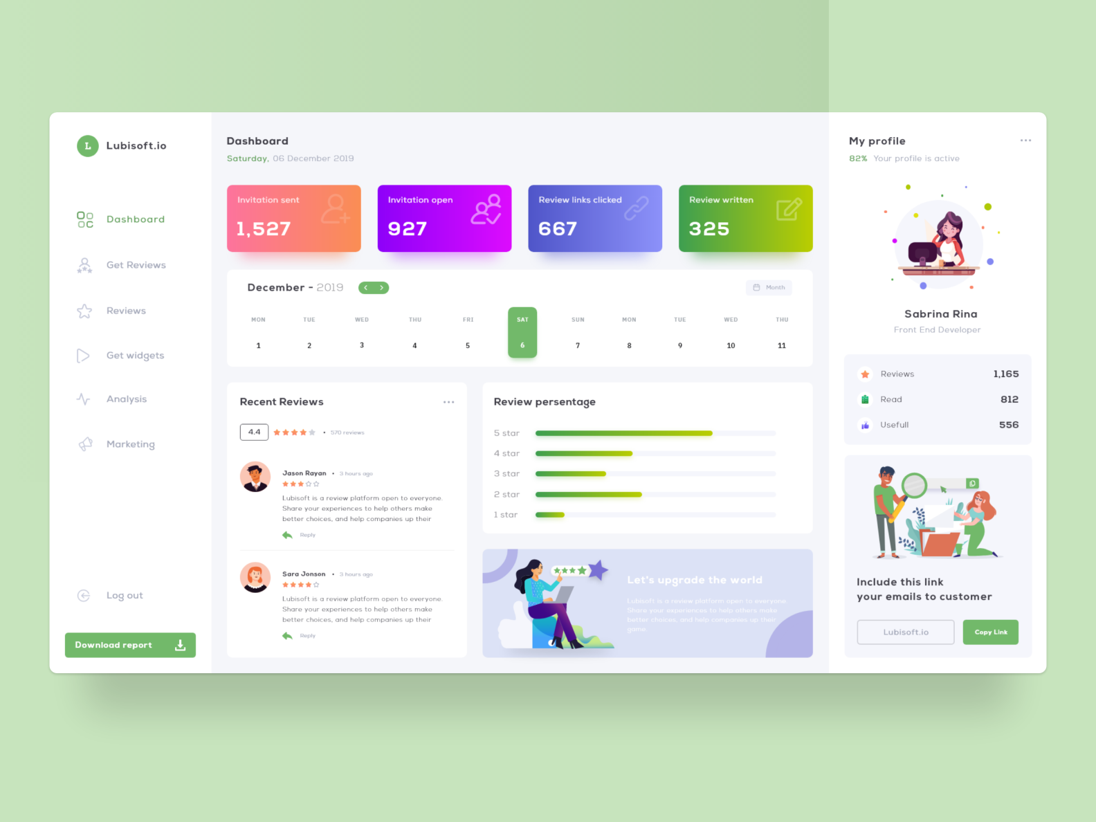 Review webapp dashboard by Adnan Zubair on Dribbble