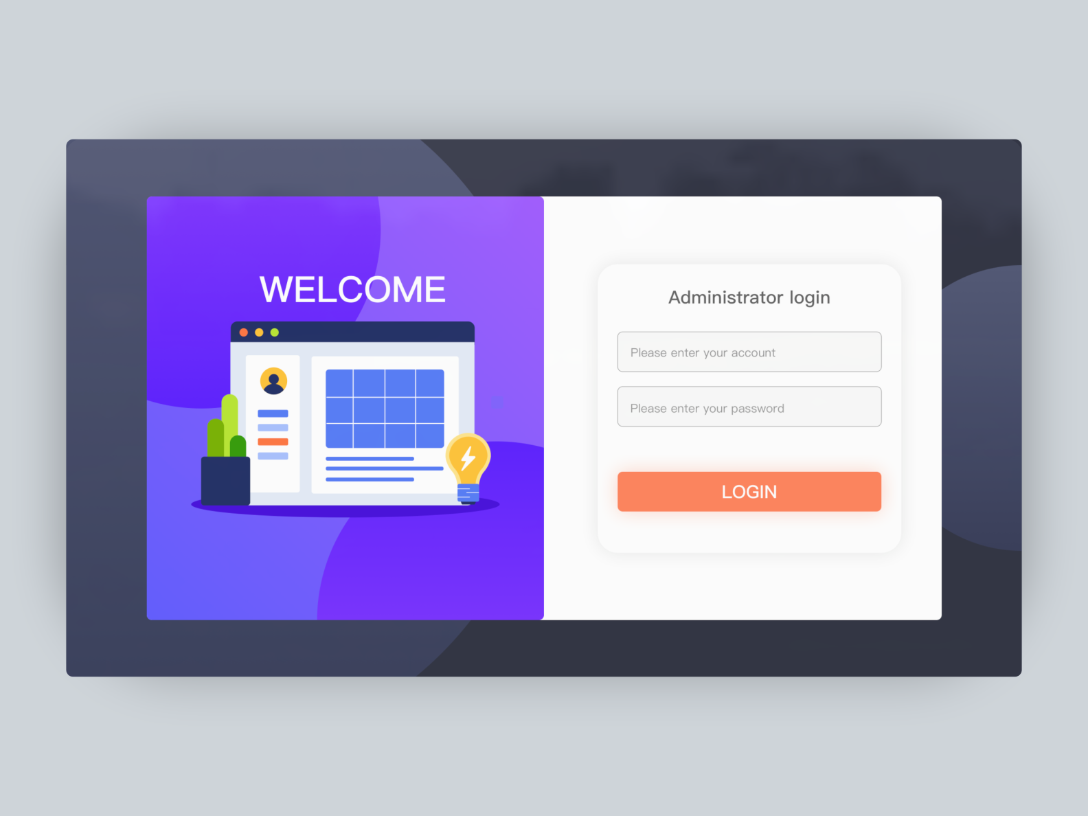 Administrator login UI by AYang on Dribbble