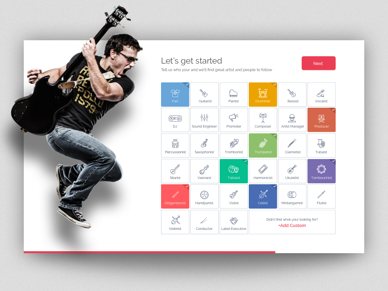 Onboarding Music Persona app by pramod kabadi on Dribbble