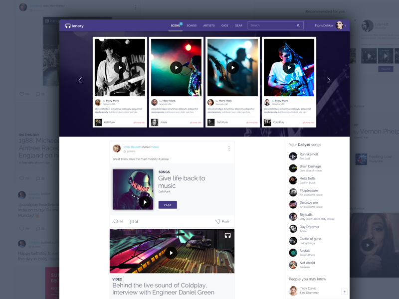 Tenory - The Music Community - website by pramod kabadi on Dribbble