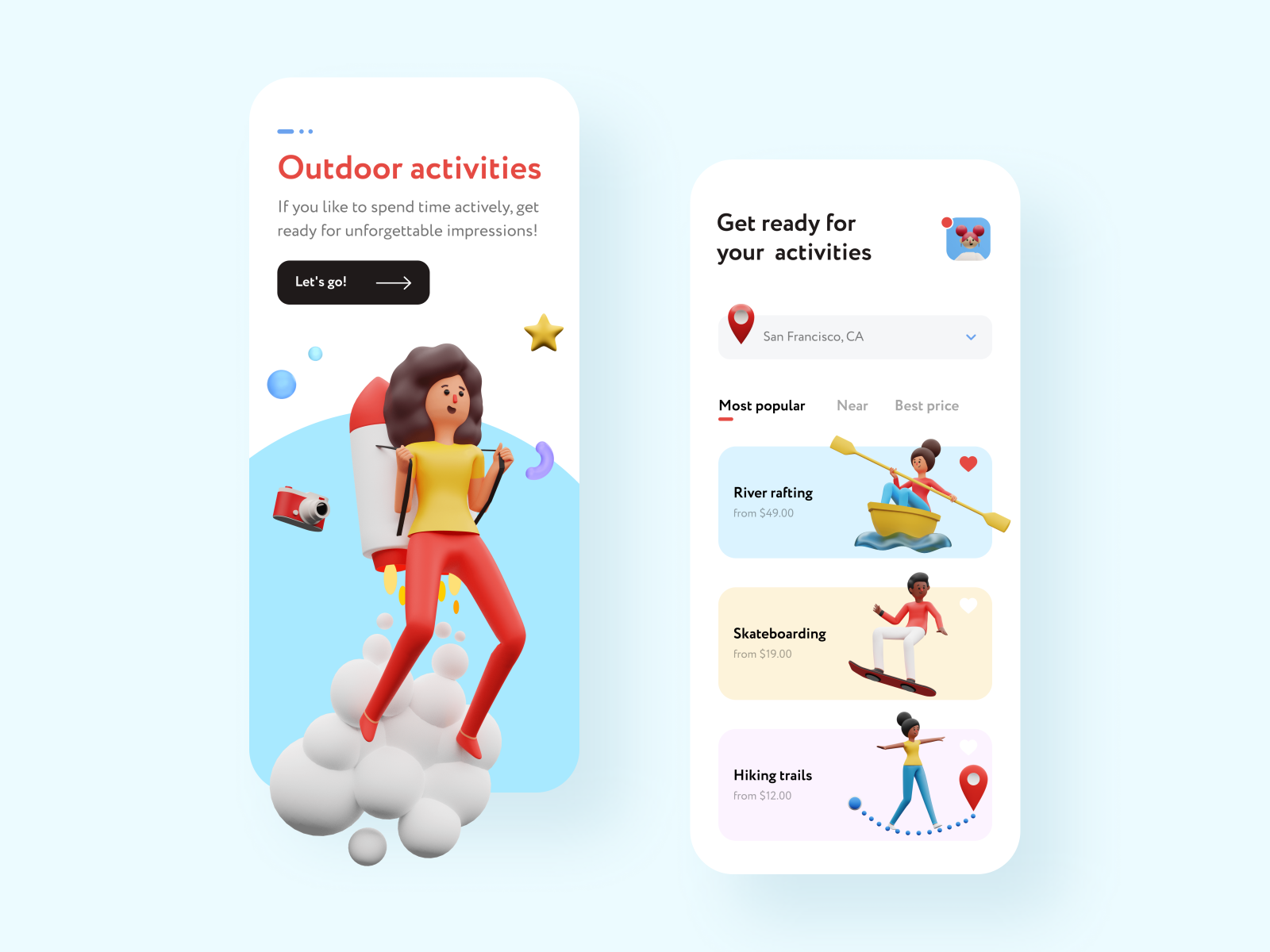 Outdoor Activities Mobile App by Iryna Zinych on Dribbble