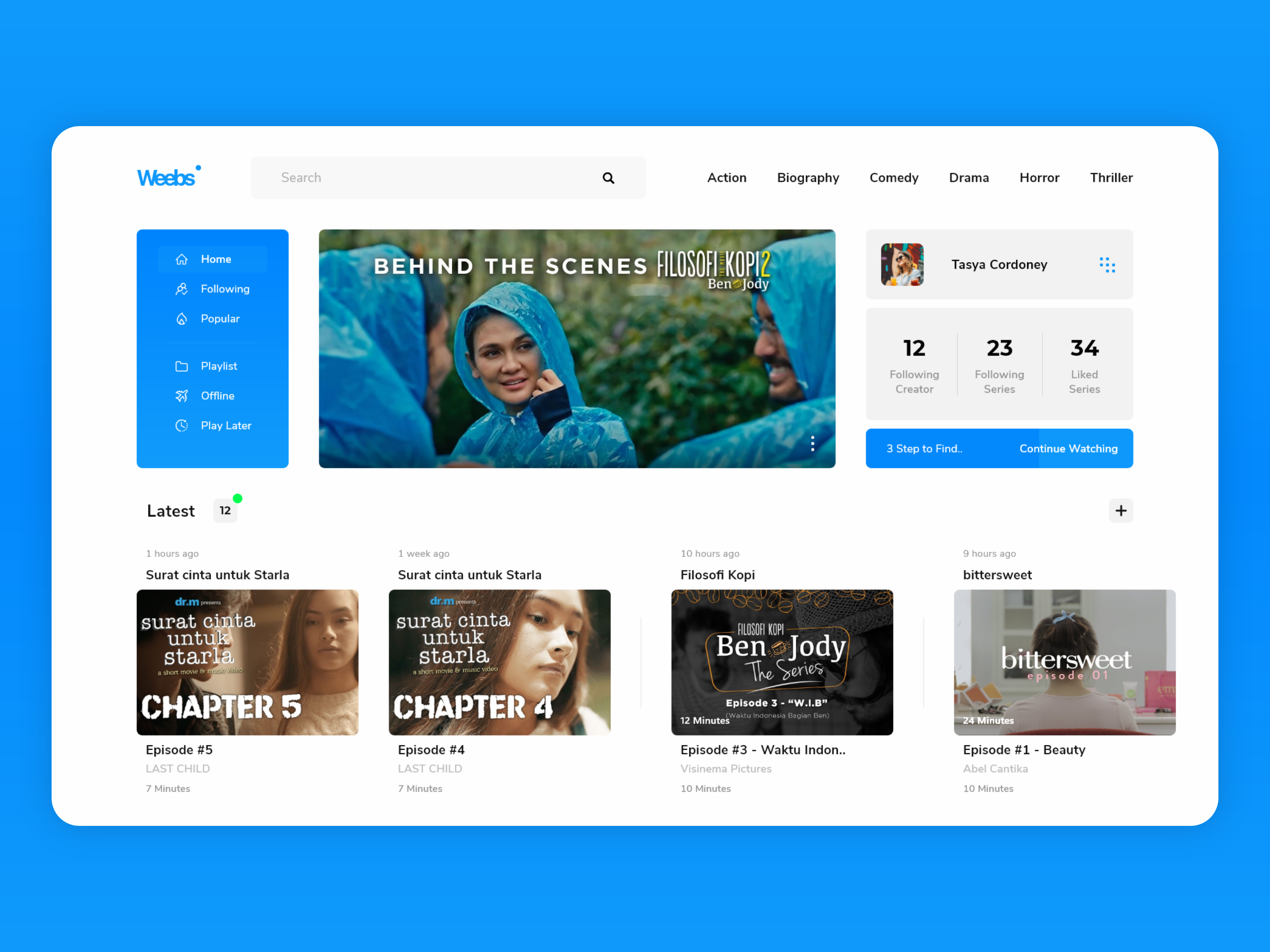 Weebs - Web series Website by Rhasya Rizqi on Dribbble