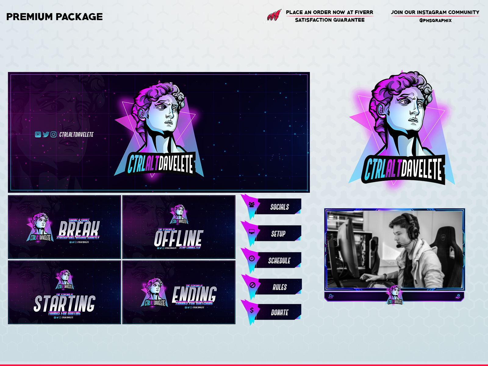 DAVID STATUE in a full twitch overlay package by PhsGraphix on Dribbble