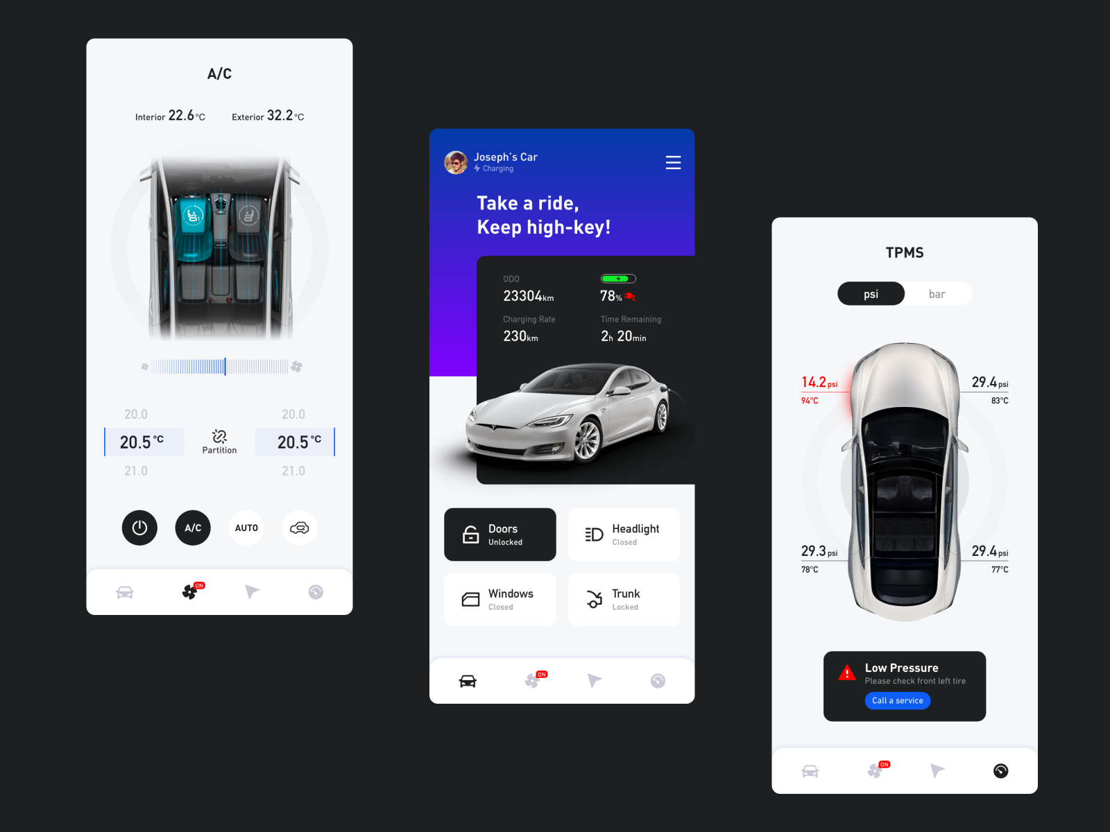 Car control app by Kun on Dribbble