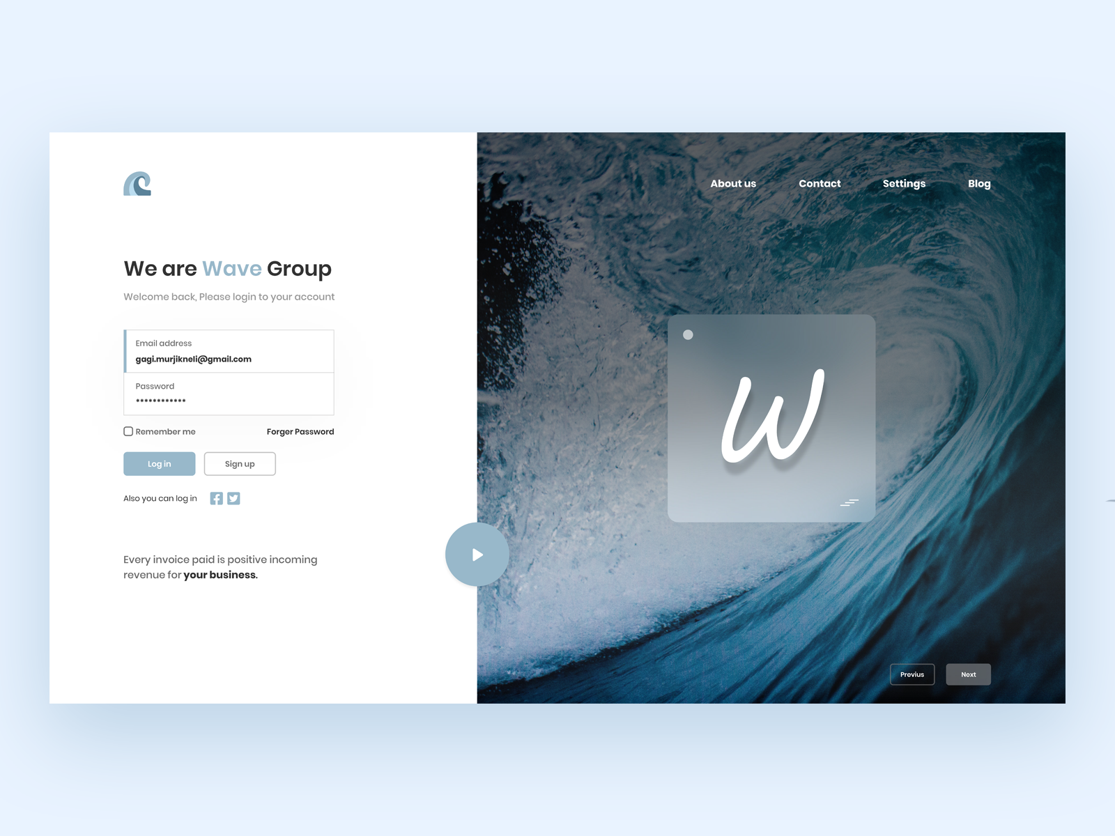 Wave login form by Gagi Murjikneli on Dribbble