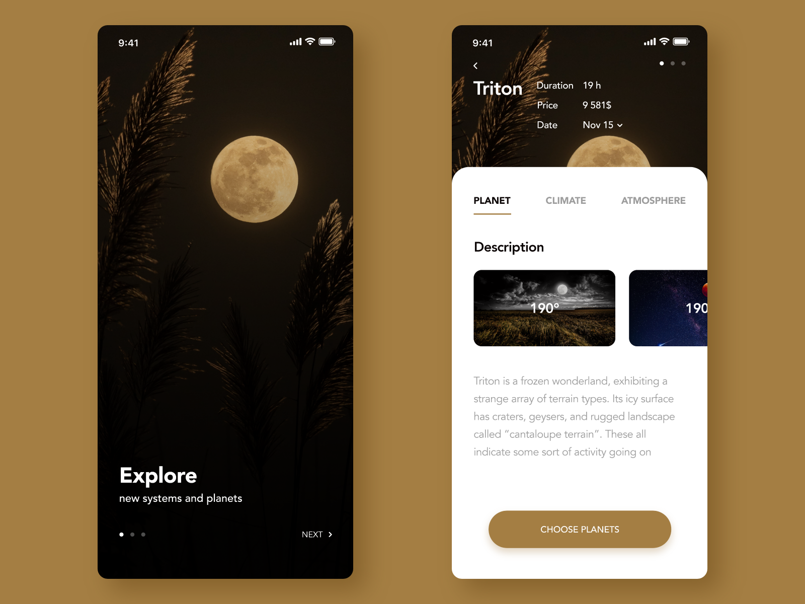 Planet app by Marv Akande on Dribbble