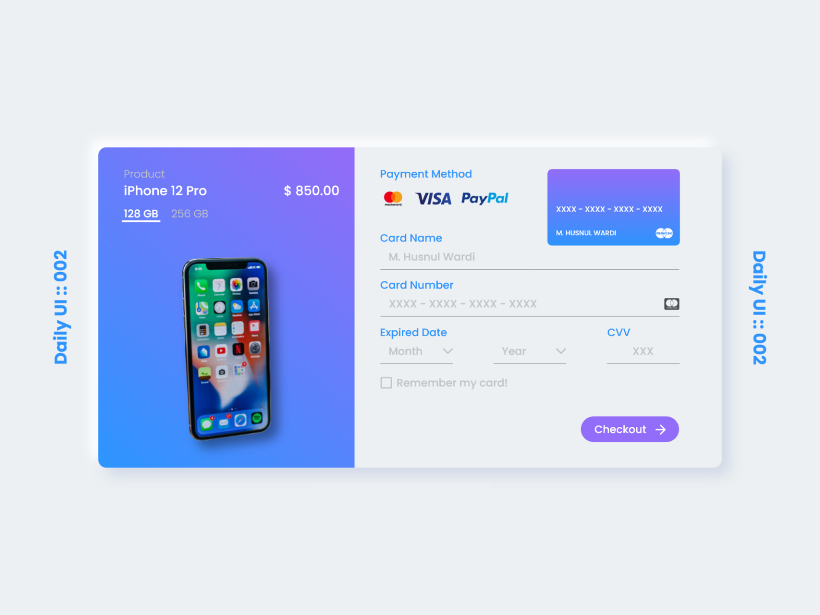 Daily UI #2 - Credit Card Checkout by M. Husnul Wardi on Dribbble