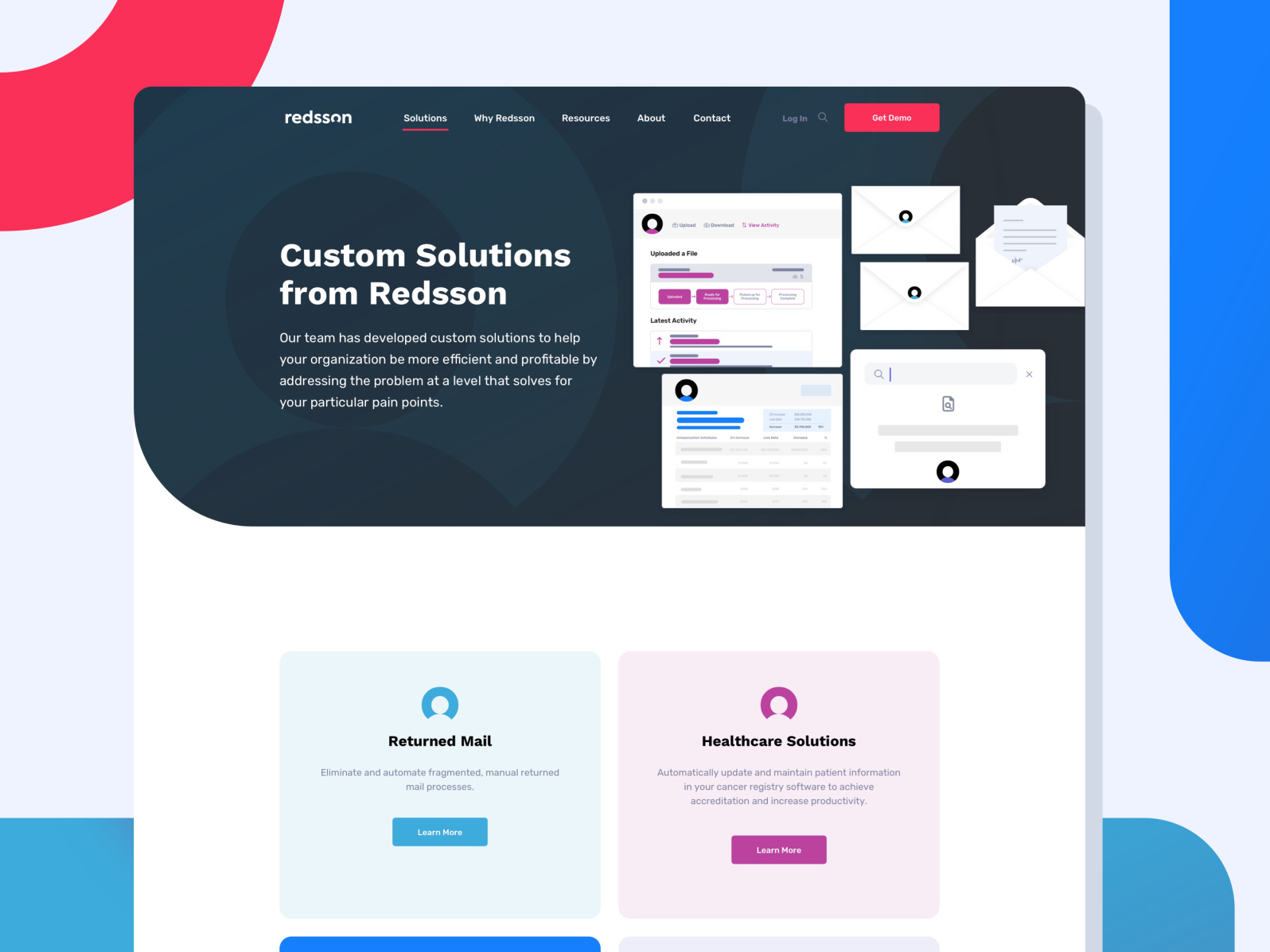 Redsson - Solutions (overview) by Greg Pammer on Dribbble