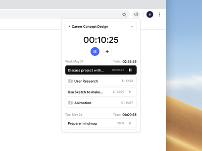 Time Tracker Extension (Chrome) by yuhang on Dribbble