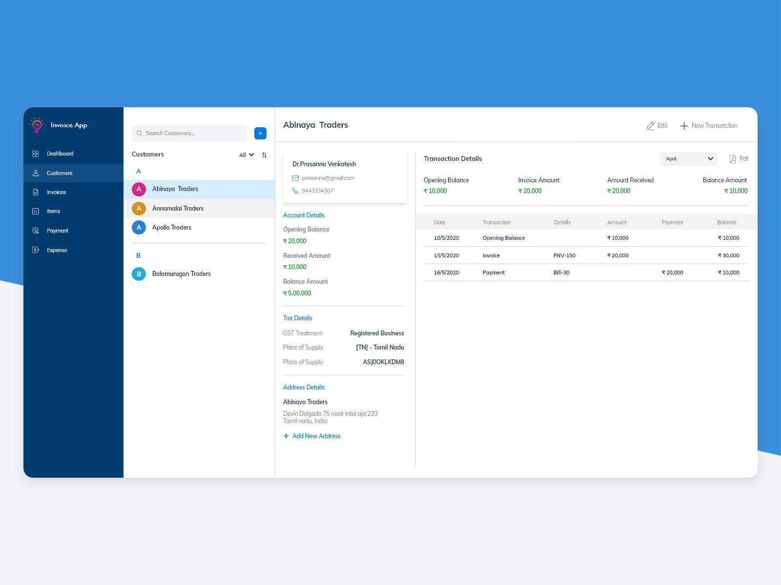 Invoice web application by Parthi (Parthiban) on Dribbble