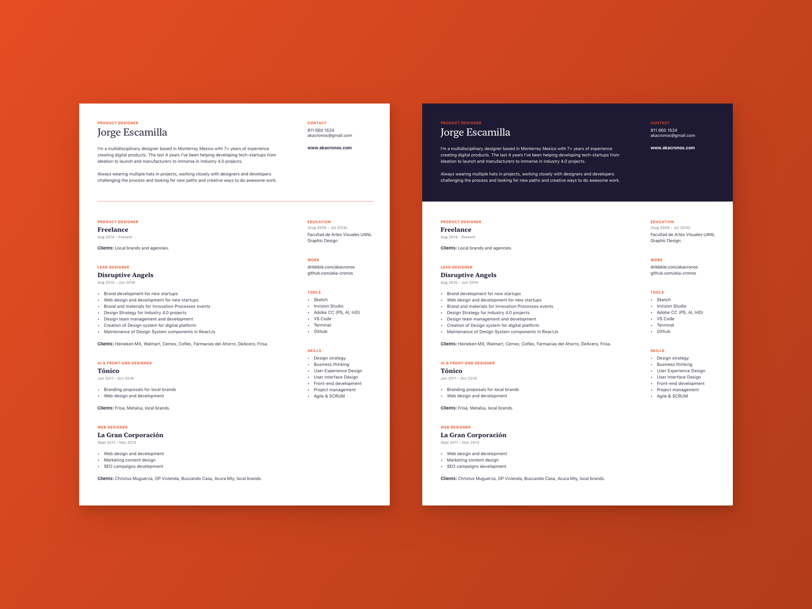 CV Update by Jorge Escamilla on Dribbble