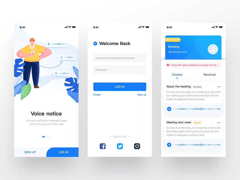 Voice notice APP by Emma901 on Dribbble