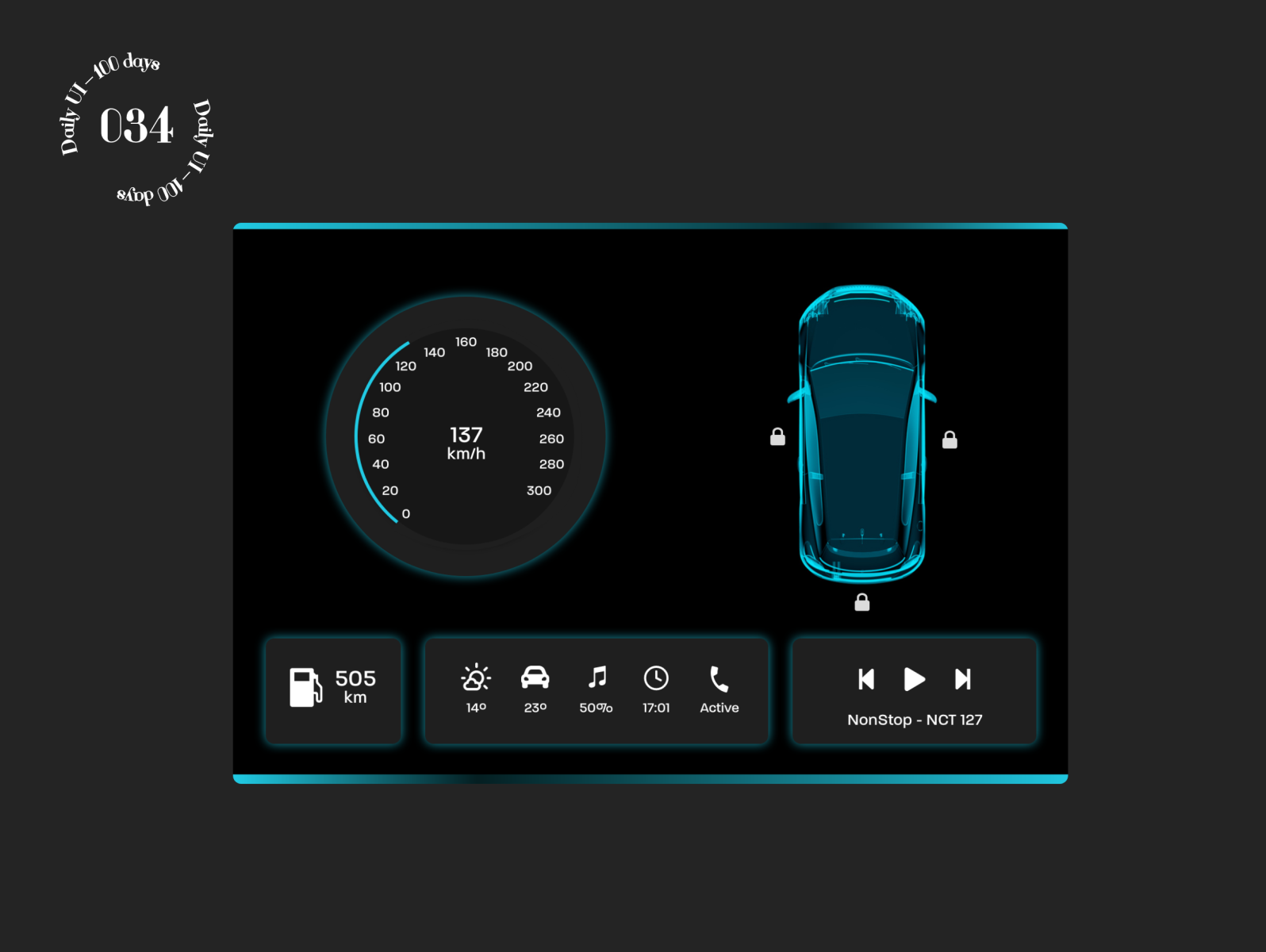 Daily UI #034 / Car Interface by Alexandra Carlsson on Dribbble
