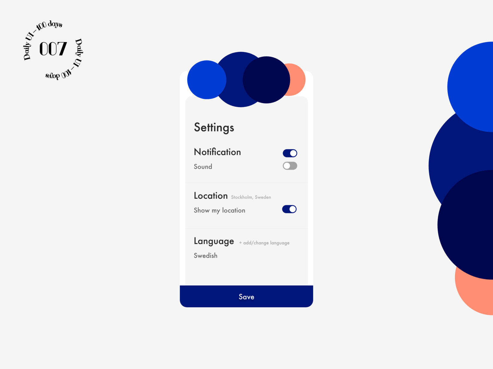 Daily UI #007 / Settings by Alexandra Carlsson on Dribbble
