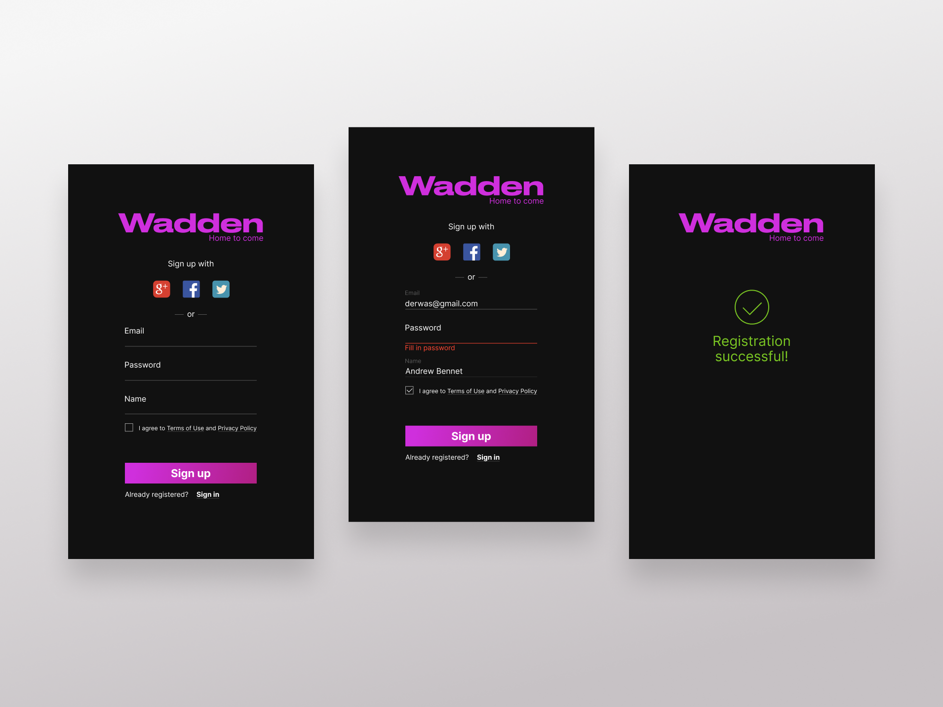 Sign Up by Taja Stoll on Dribbble