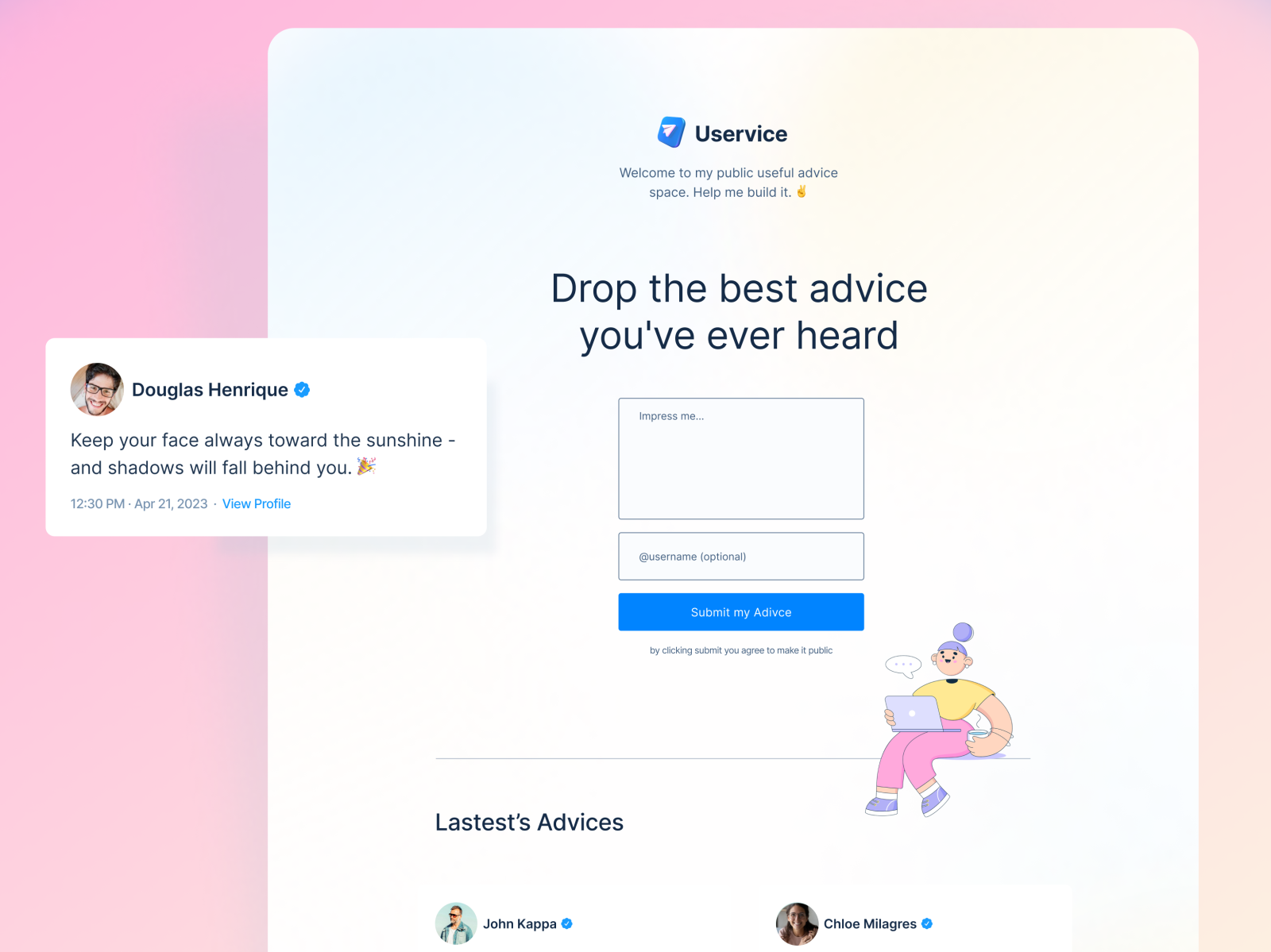 UI Design of a Personal Advice App by Douglas Henrique on Dribbble