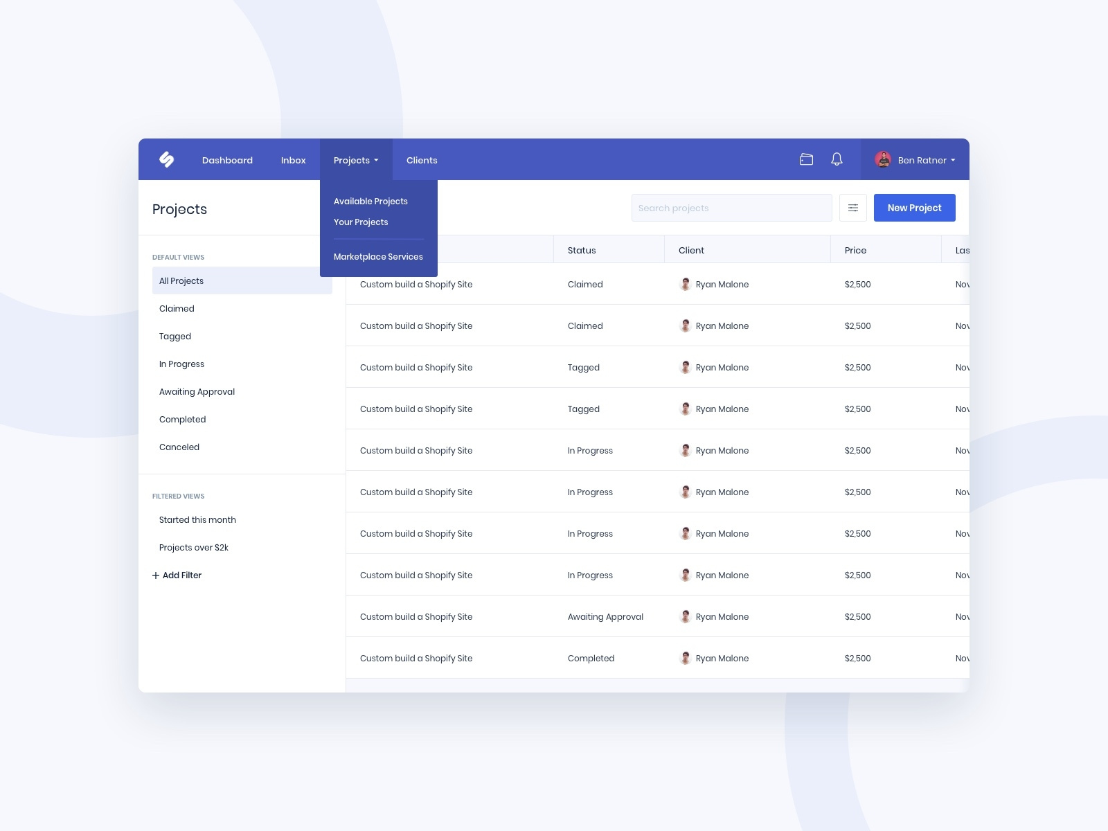 Freelancer Project Management Concept by Ben Ratner on Dribbble
