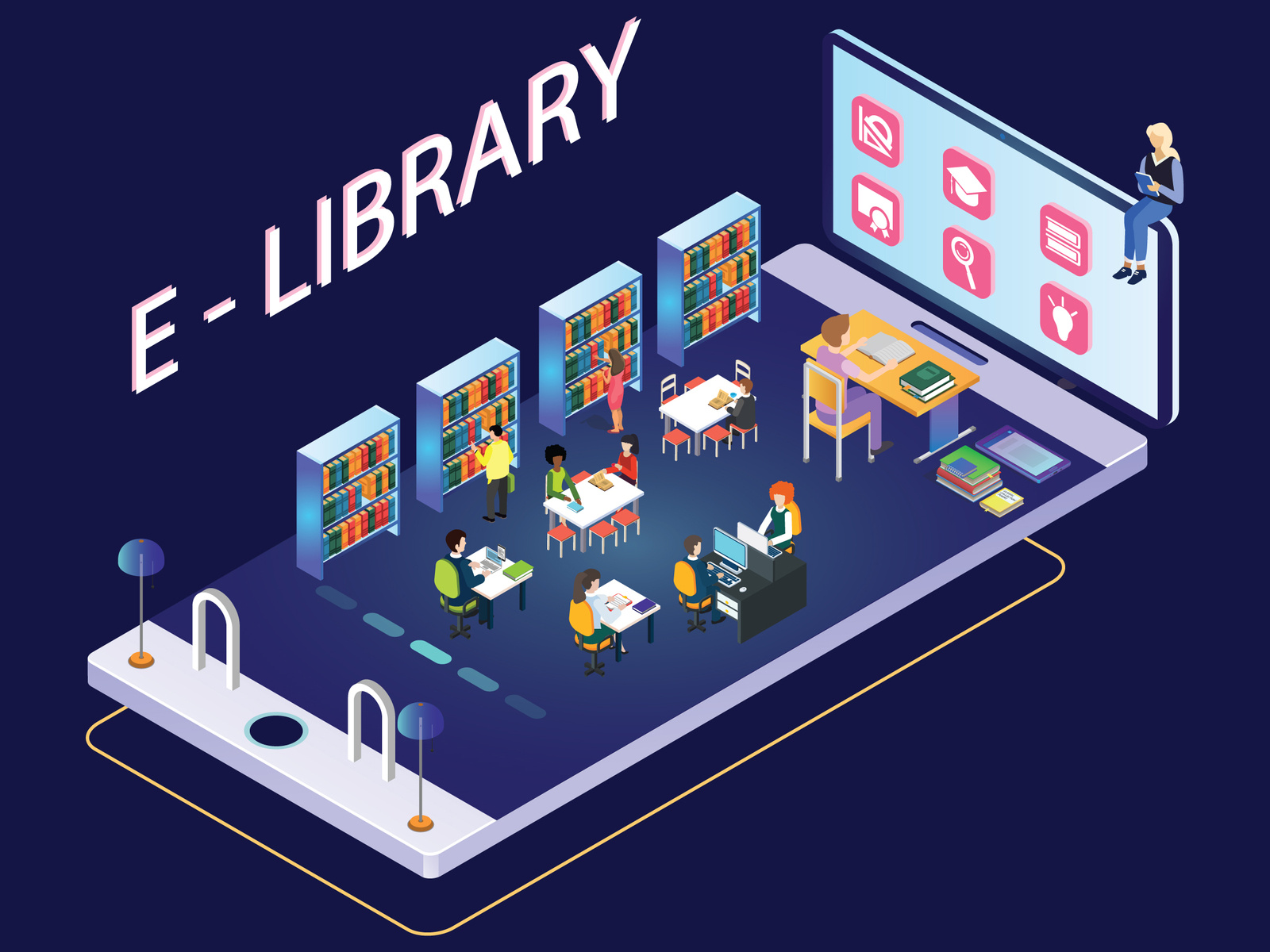 E Library Isometric Concept Artwork By IsoWorks On Dribbble