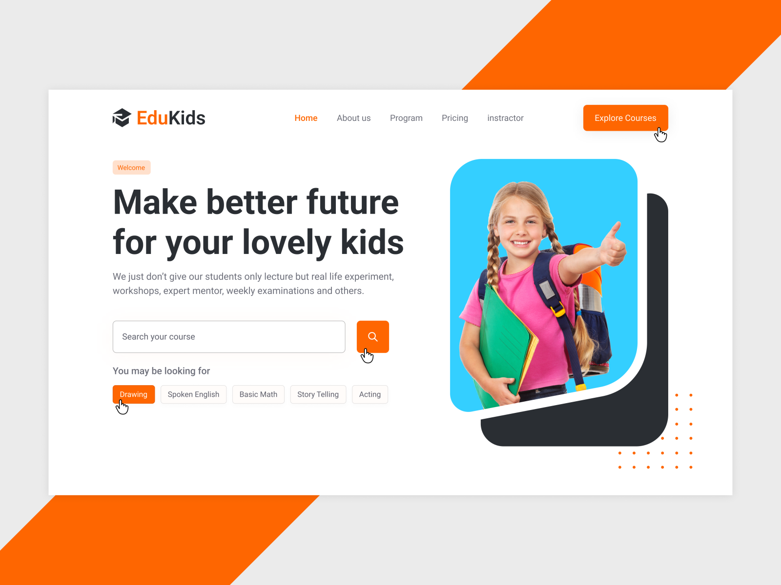 Kids education website hero section design by Abdul Khaleque on Dribbble