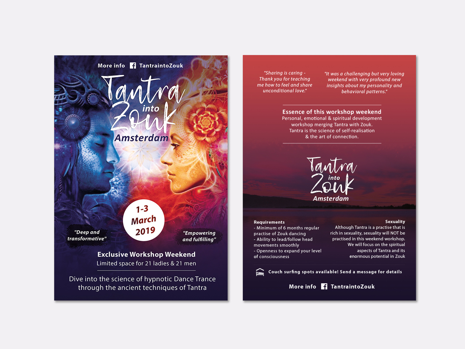 Tantra into zouk flyer by Jessica van Twuiver on Dribbble