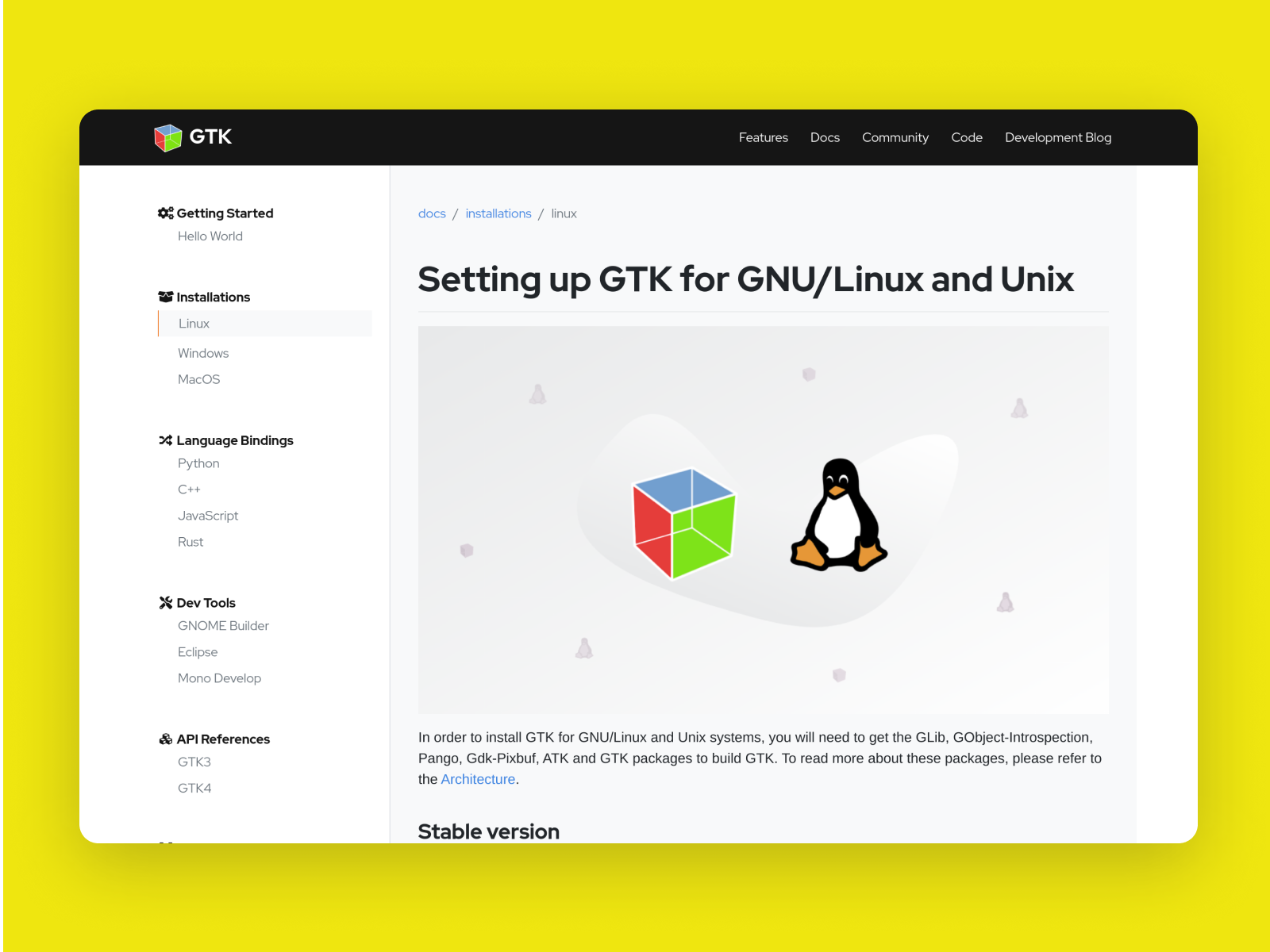 GTK Website - Documentation by Ravgeet Dhillon on Dribbble