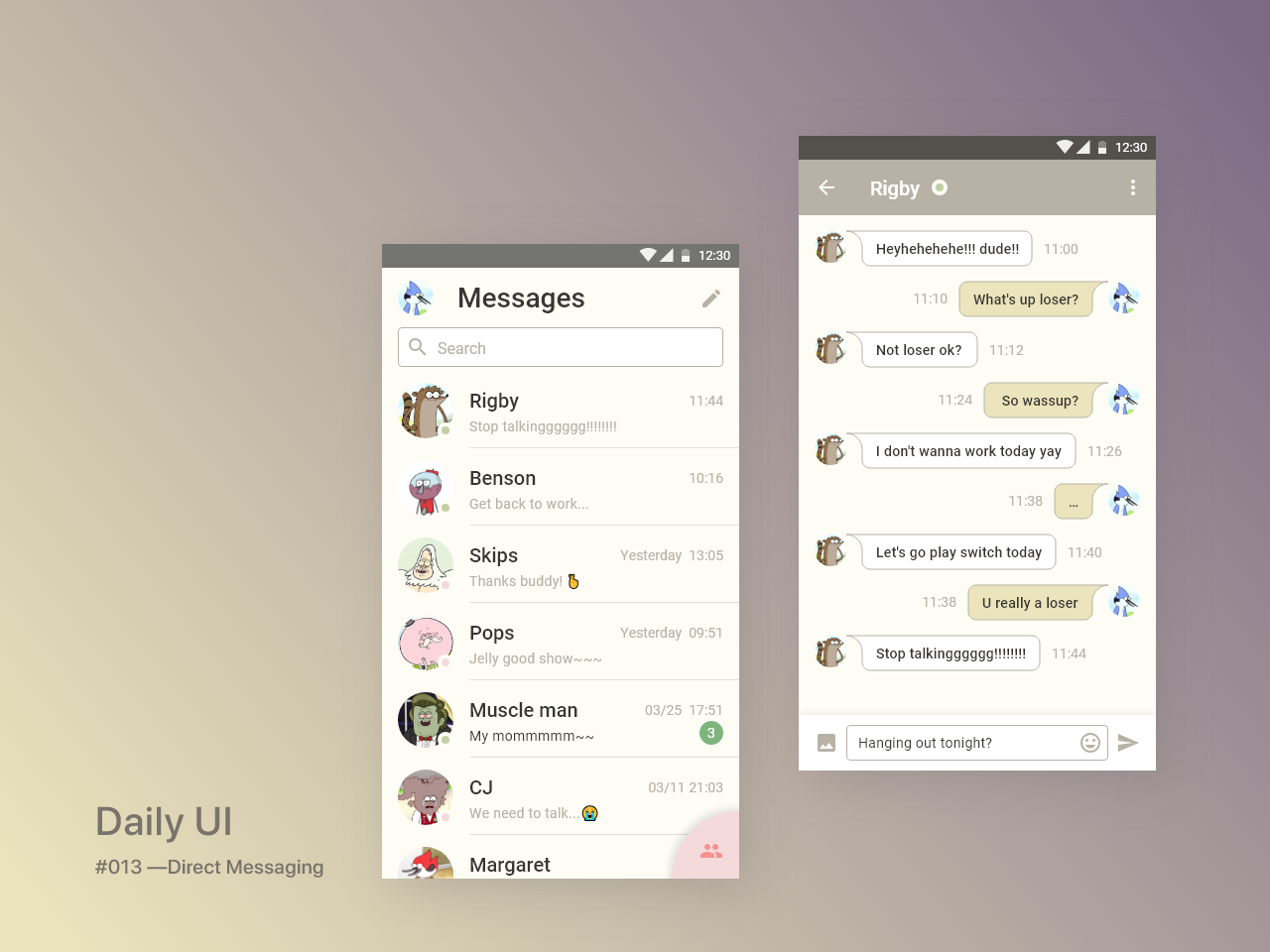 Daily UI #013 — Direct Messaging by Vegetable Dai on Dribbble