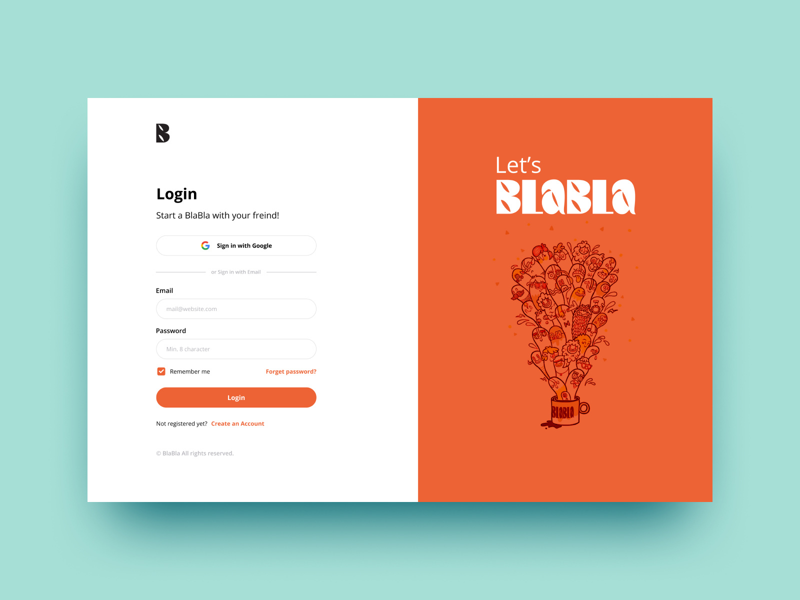 BlaBla Sign-in Form by Loubna Benamer on Dribbble