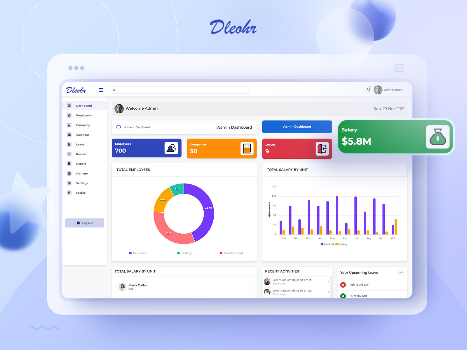 Dleohr - Leave & Employee HR Management Admin Template by Dreams Technologies on Dribbble