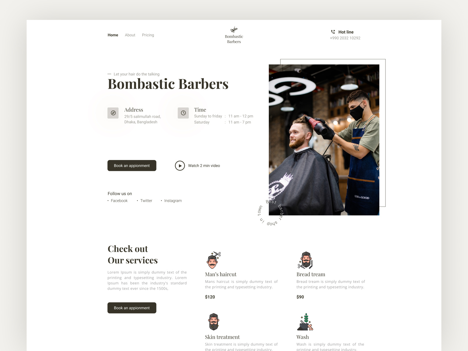 Barber shop/Beauty salon web landing page ui design by Shakil on Dribbble