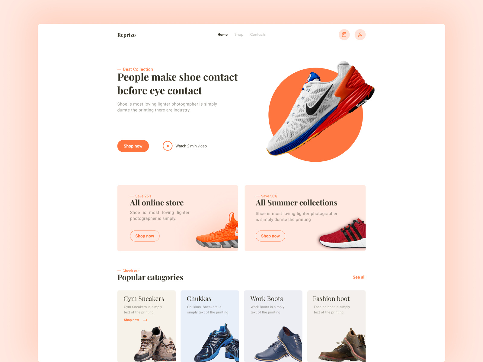 Online Shoe store website landing page ui design by Shakil on Dribbble