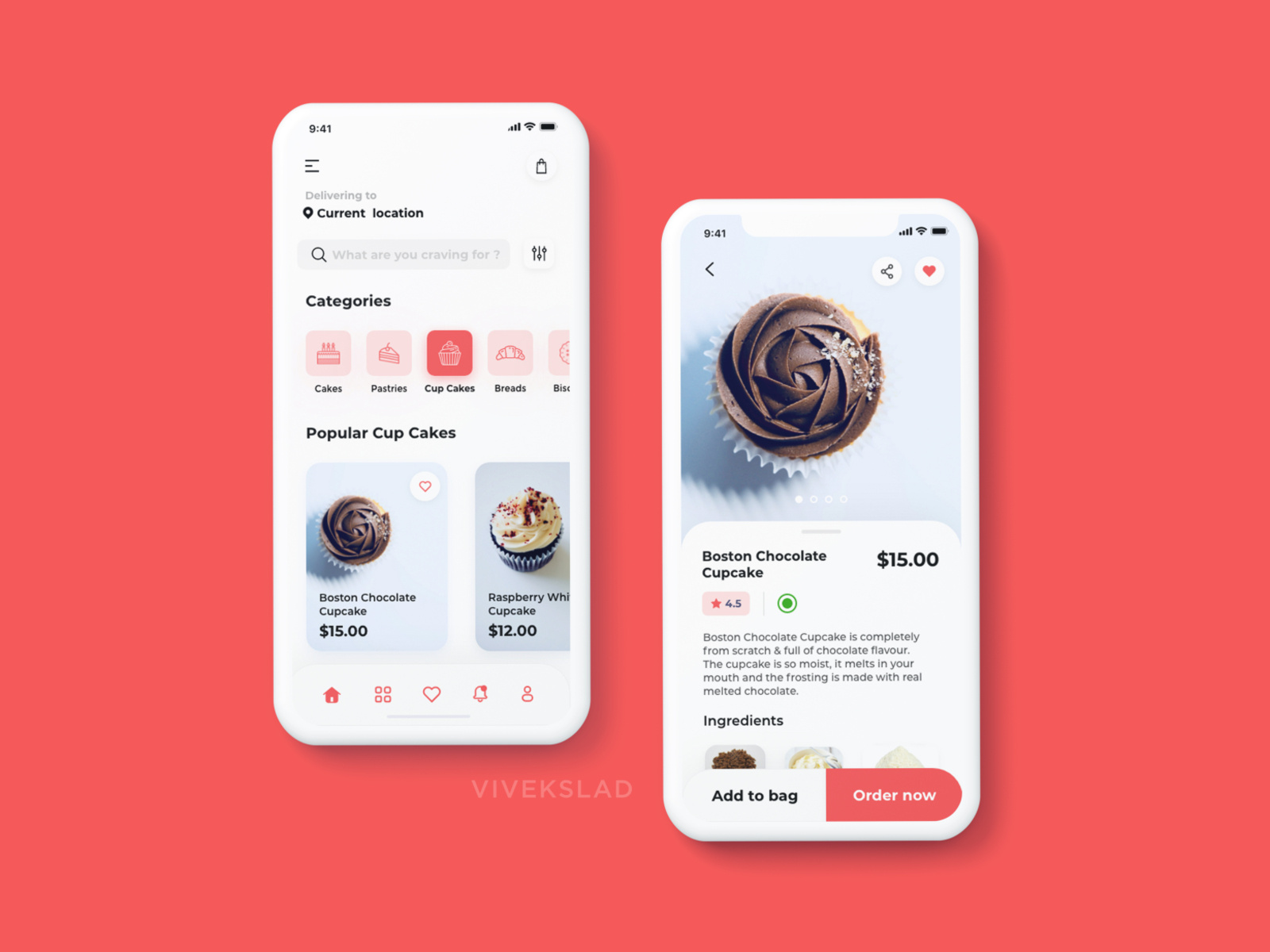 Cake App UI Design by Vivek Lad on Dribbble