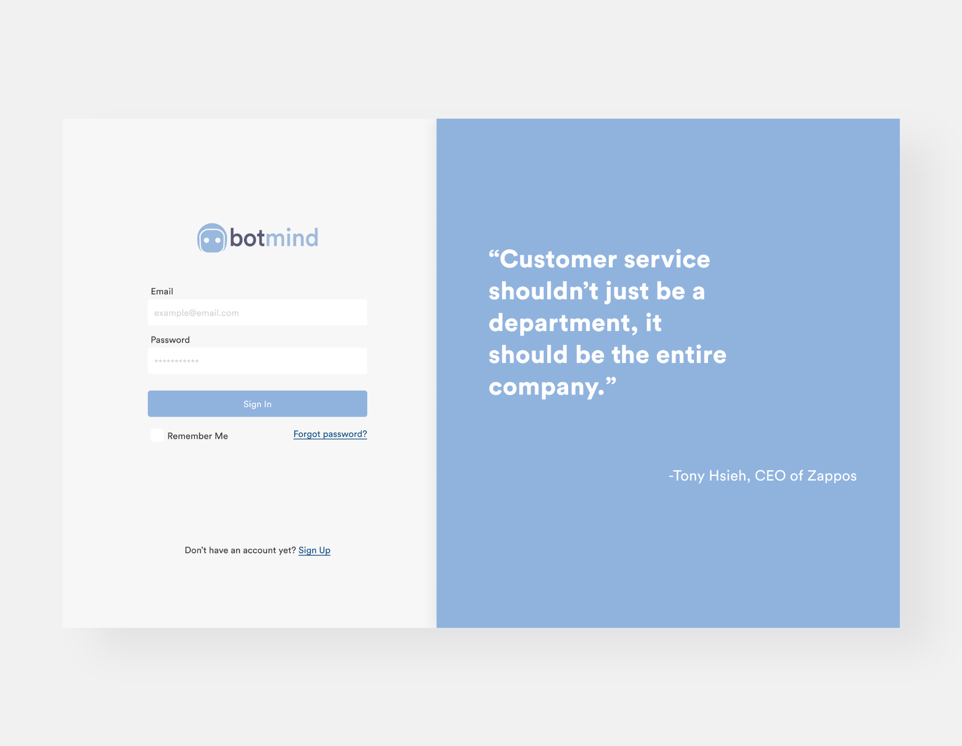 Botmind chatbot login screen by Abheet Dutt on Dribbble