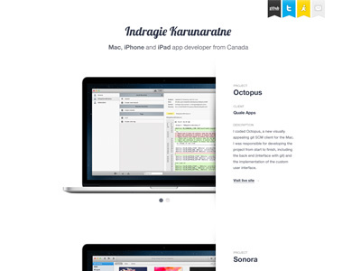 Simple portfolio for Mac and iOS developer by Ales Nesetril on Dribbble