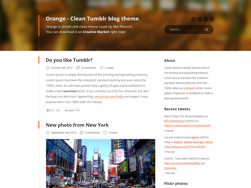 Clean Tumblr blog PSD theme by Ales Nesetril on Dribbble
