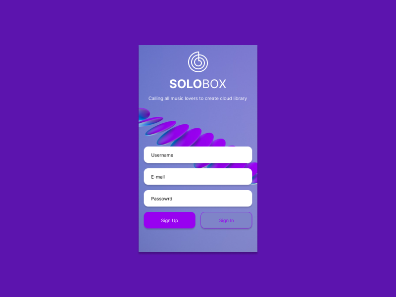 #DailyUI - SoloBox Sign Up Screen by Vijay Vignesh on Dribbble