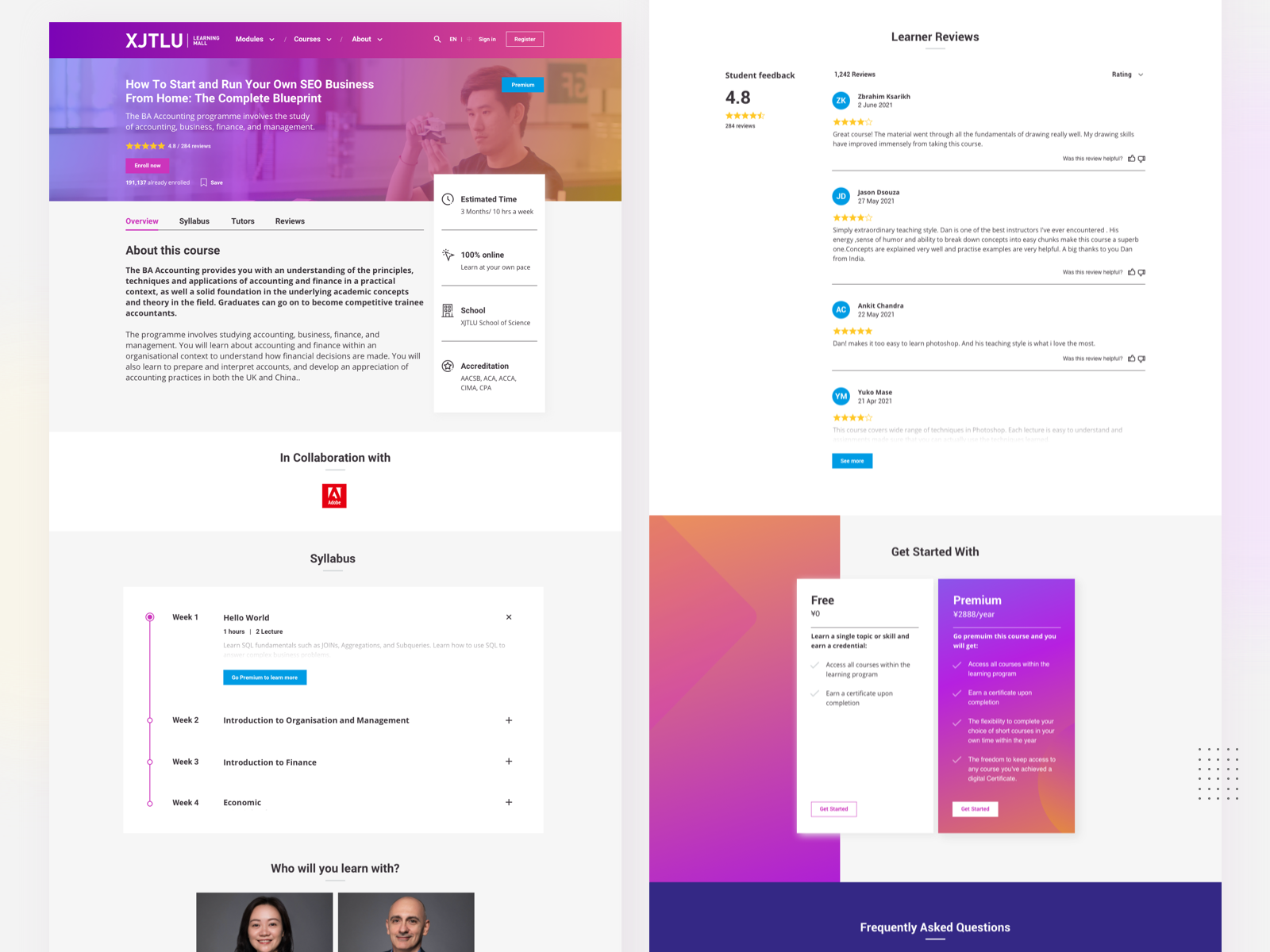 Web Design for Online Courses by Yingyi Zhang on Dribbble