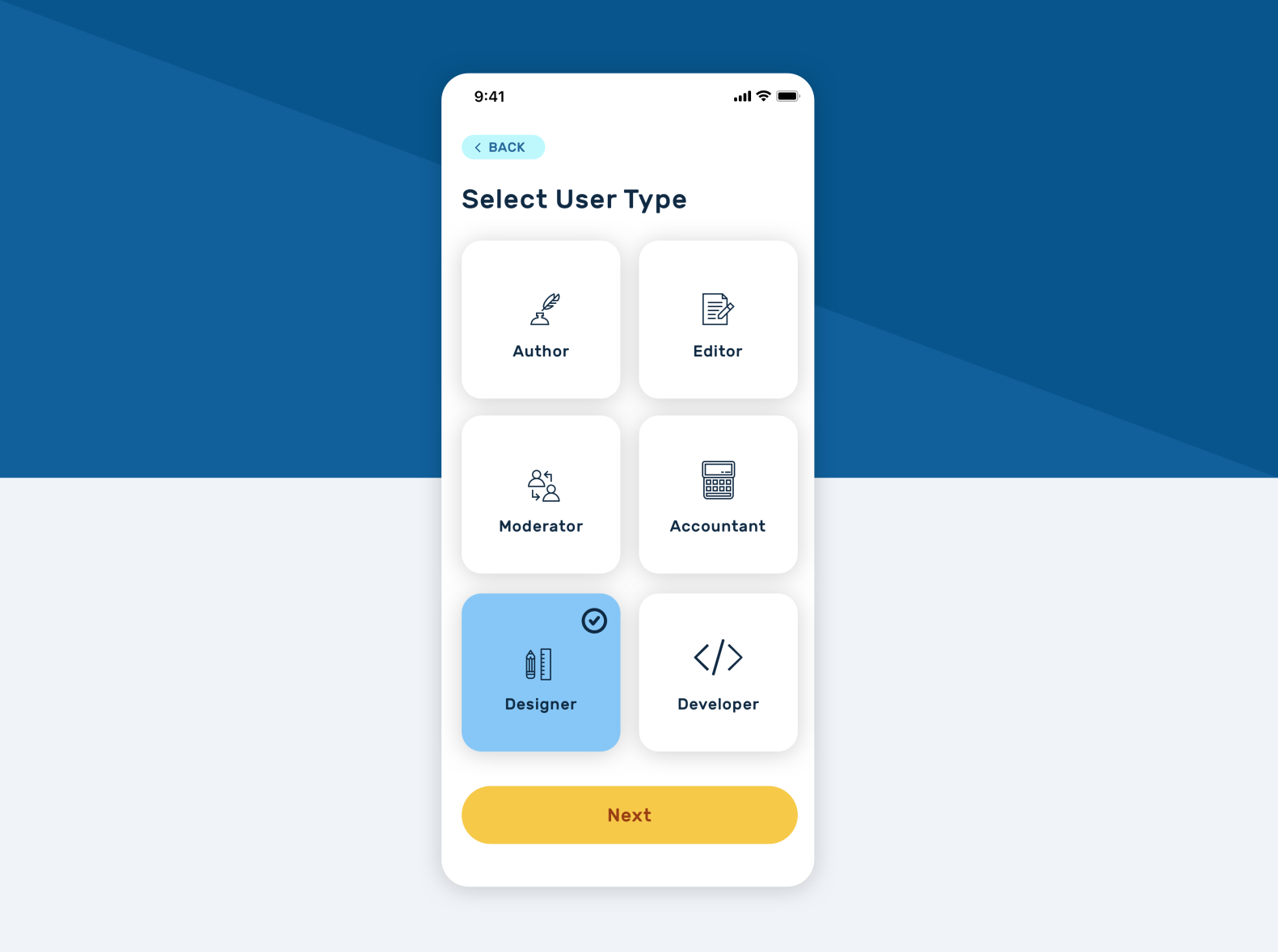 Select User Type by Chuck McQuilkin on Dribbble