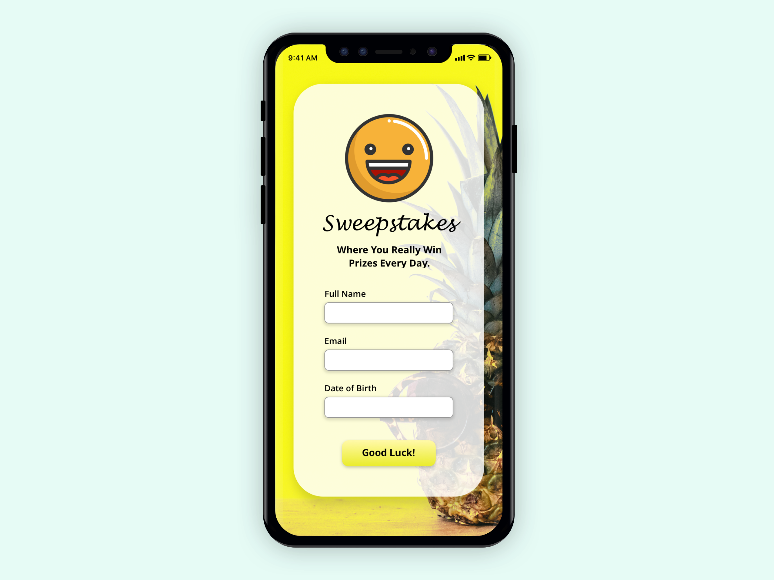 Iphone X Sweeptakes Sign Up Page Mockup by Dina Chen on Dribbble
