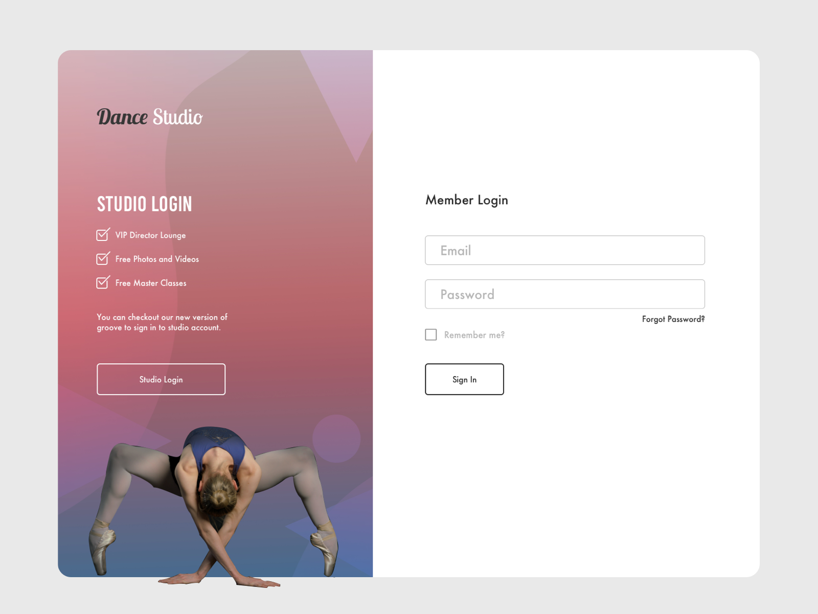 Studio Login by Yogita Jain on Dribbble