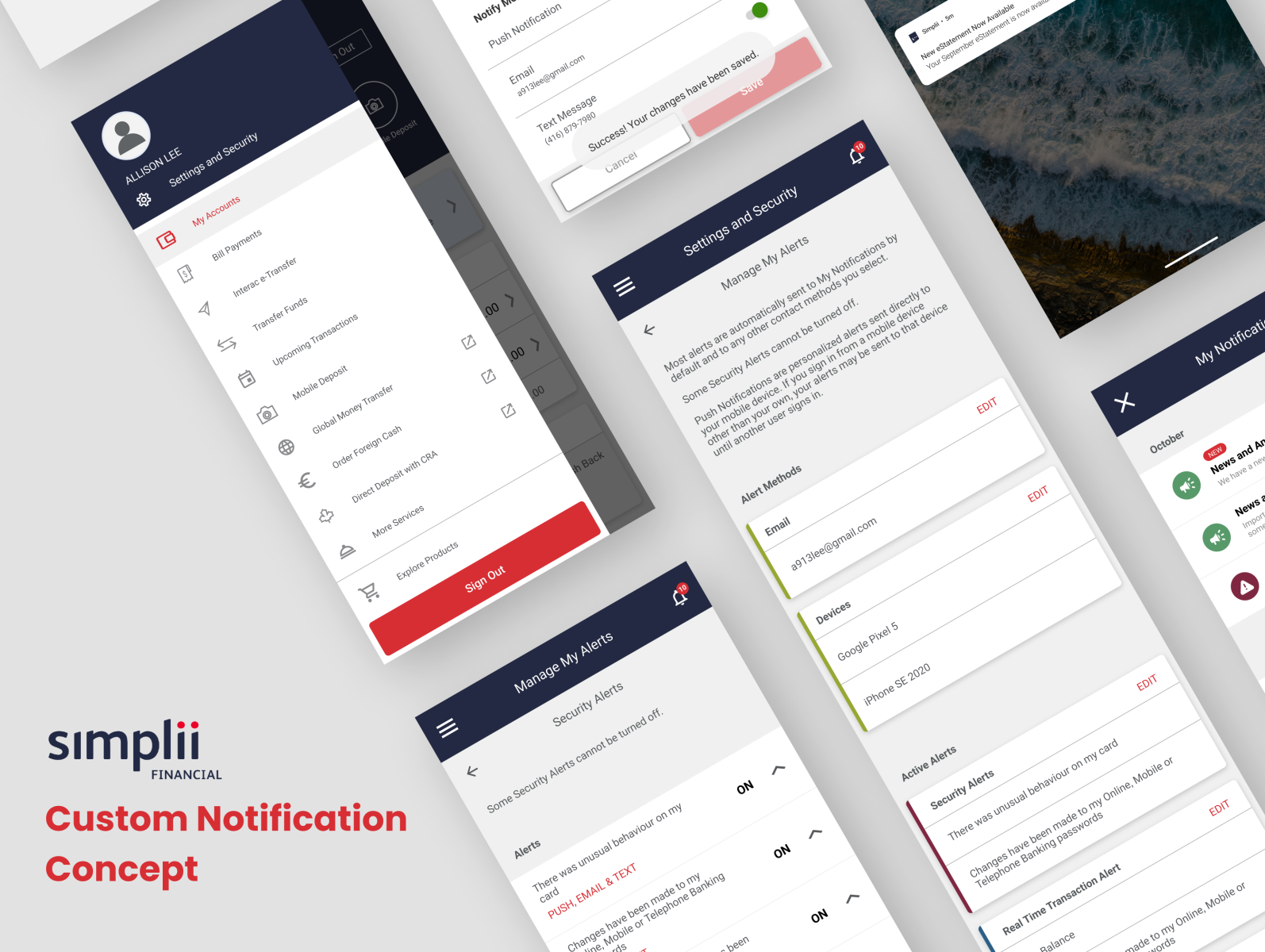 Simplii Financial Custom Notification Concept by Allison Lee on Dribbble