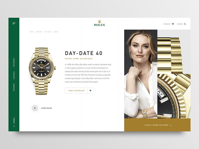 Rolex - concept #detailpage by Mitch Ohello on Dribbble