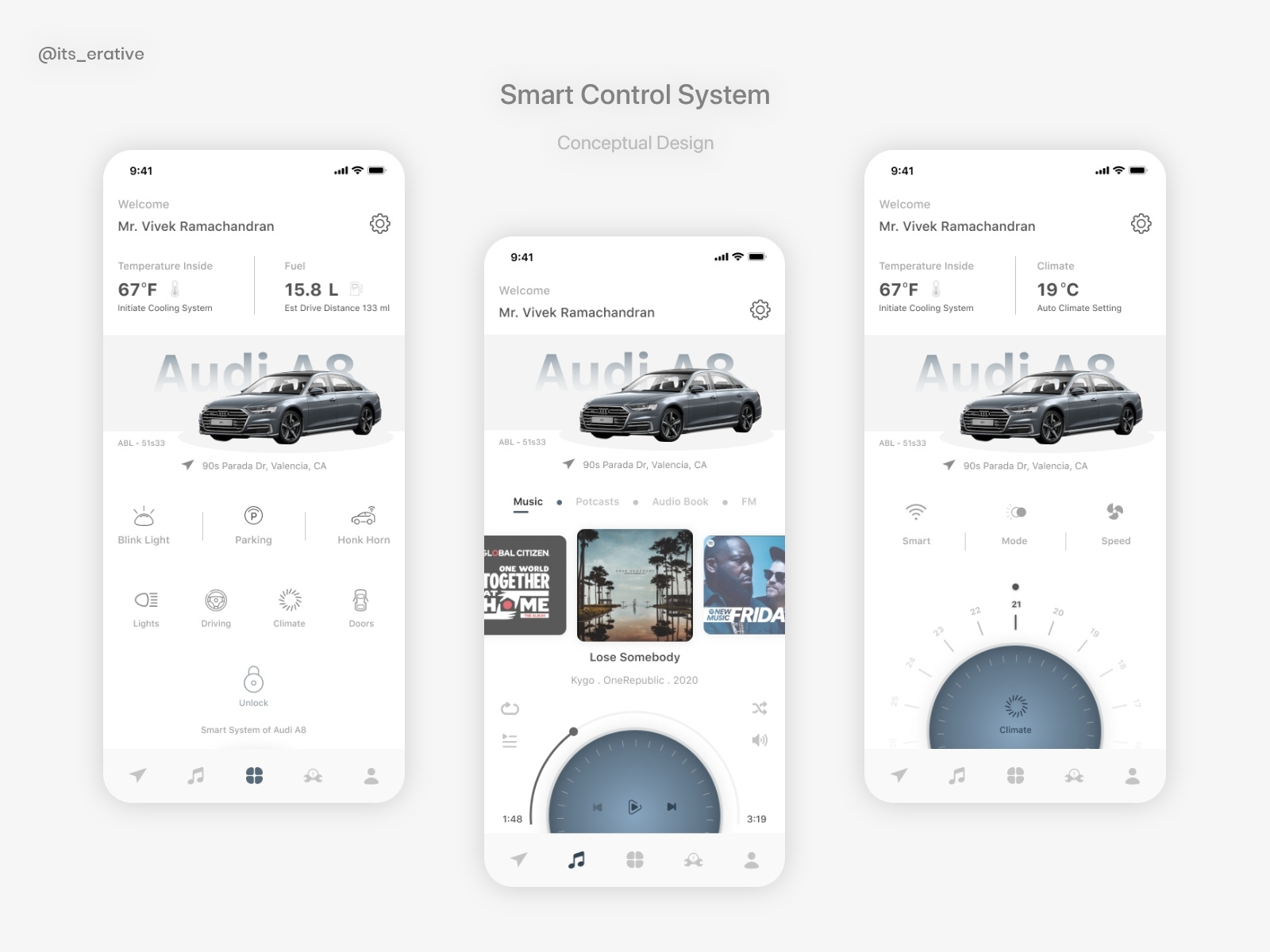 Audi - Smart System App by Vivek Ramachandran ️ on Dribbble