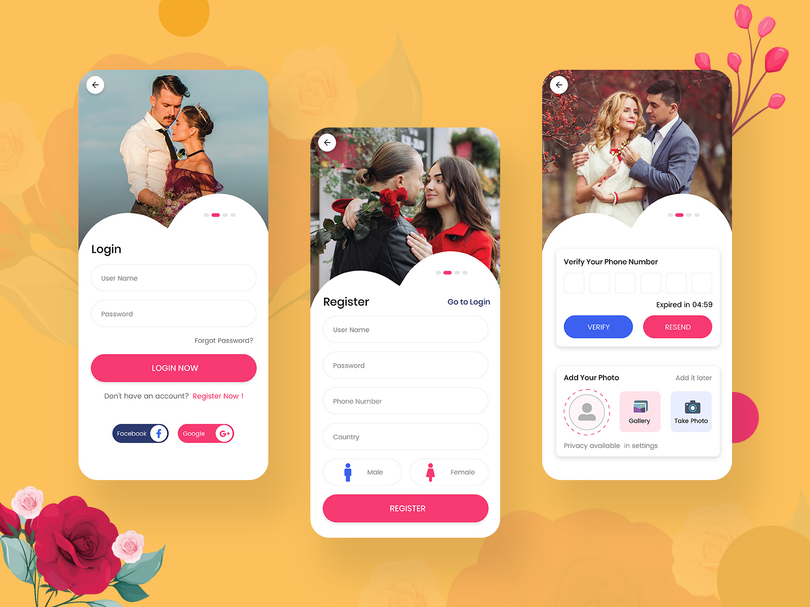 Matrimony App Design by eSparkBiz on Dribbble