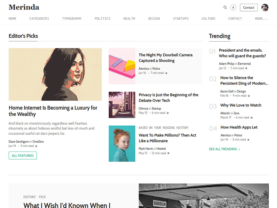 Merinda - HTML Template inspired by Medium by AliThemes on Dribbble