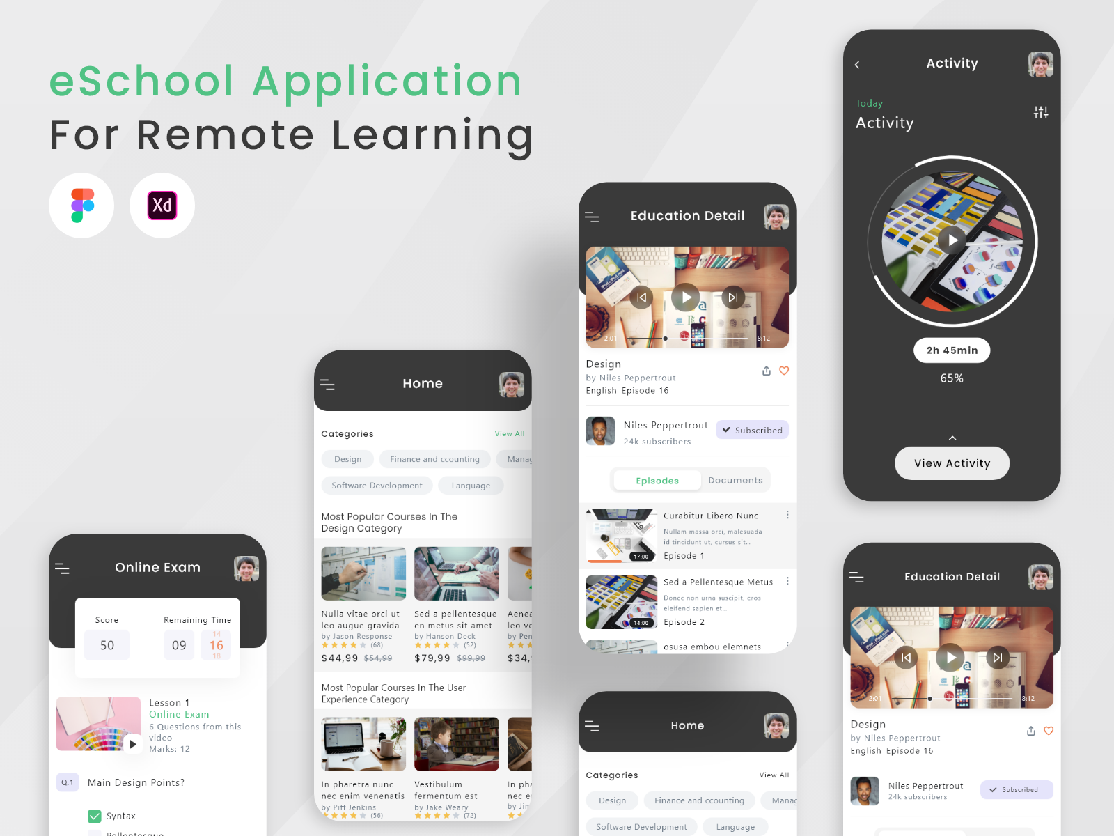 Education App UI KIT by aPurple on Dribbble