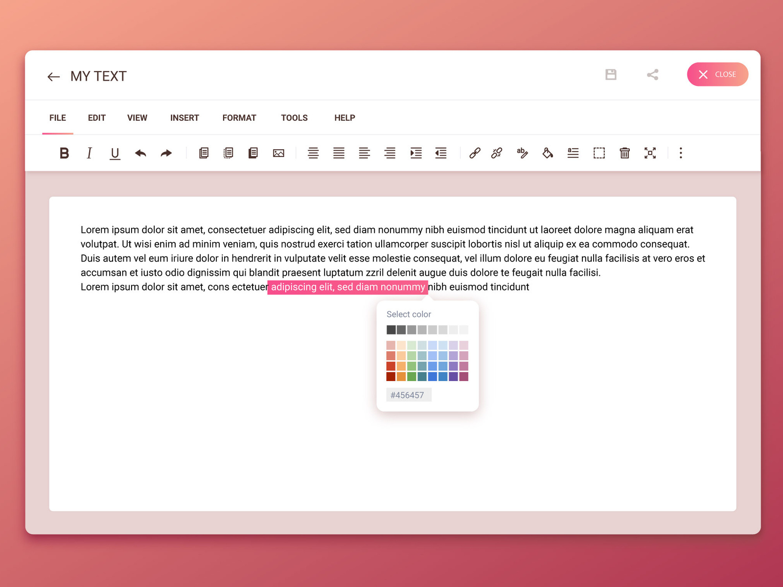 Clean text editor by Dejan Veljanoski on Dribbble