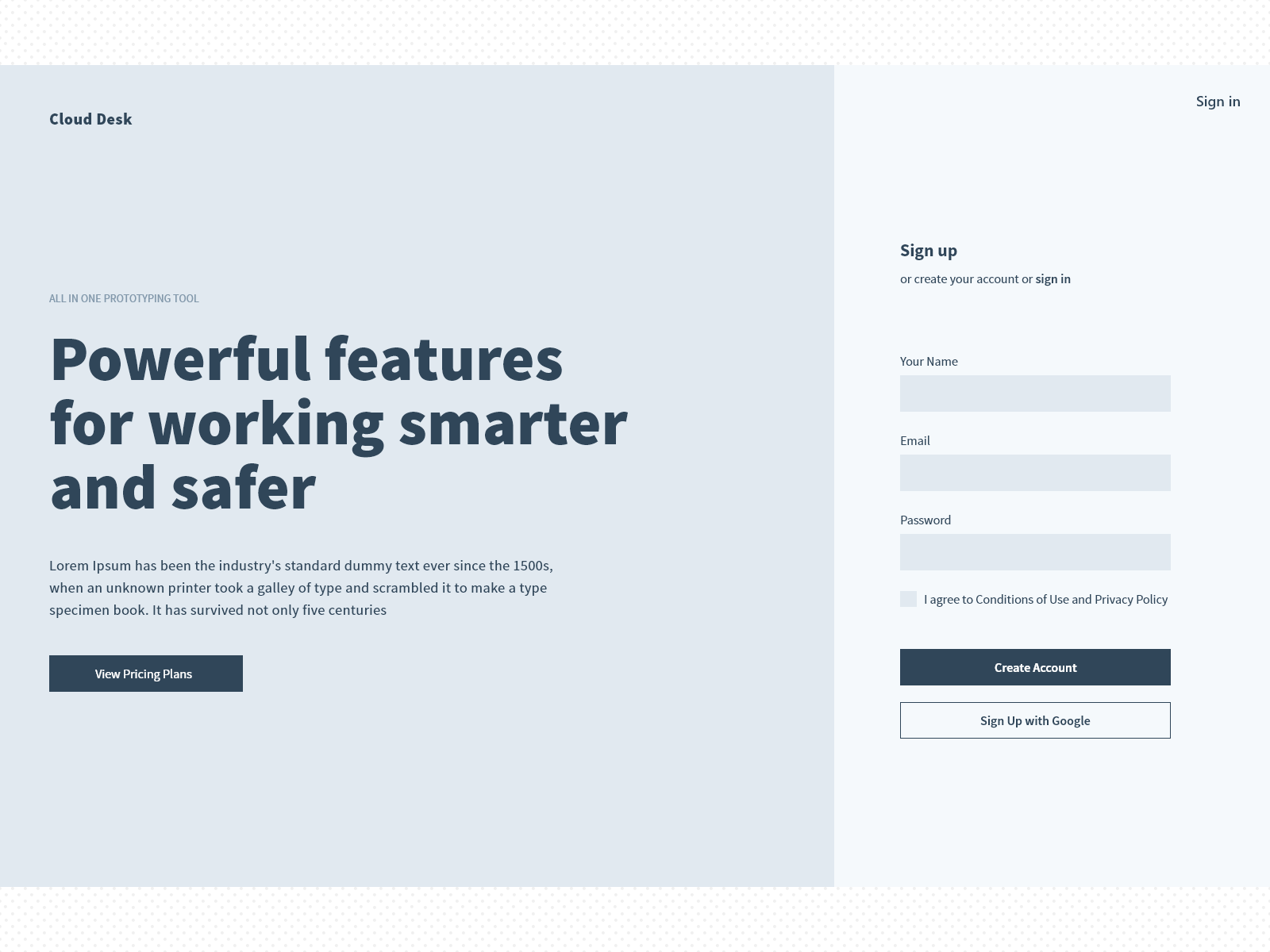 cloud desk Signup Page wireframe by Ritu Rohilla on Dribbble