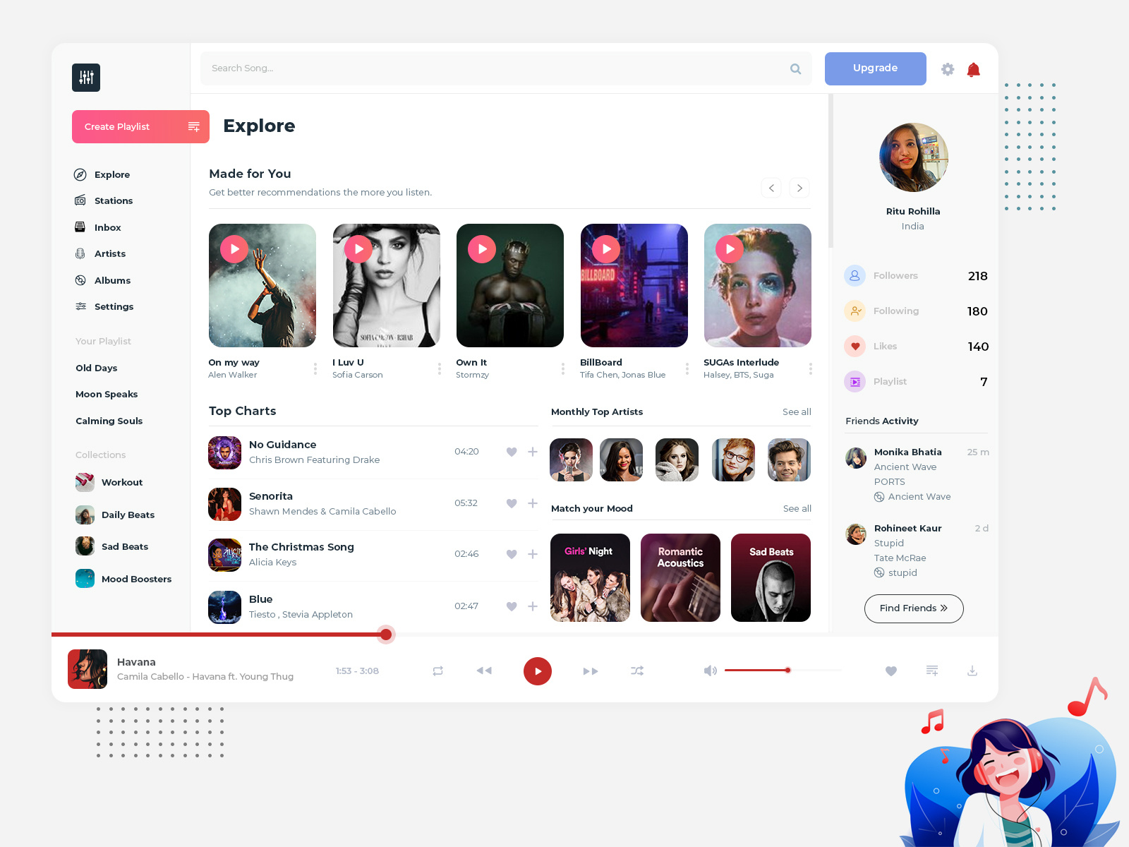 Music Streaming Platform Explore page design by Ritu Rohilla on Dribbble